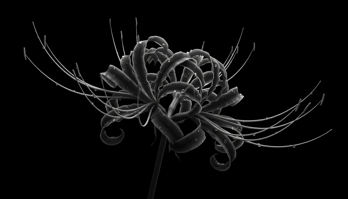 black photorealistic spider lily grayscale wallpaper 4k